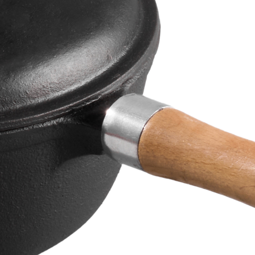 16cm Black Cast Iron Pot With Lid & Handle