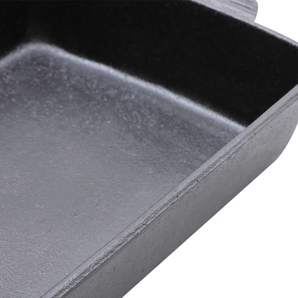 38 x 23cm Black Rectangular Cast Iron Baking Pan