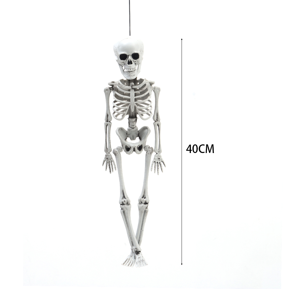 Realistic Posable Hanging Skeleton for Halloween - Distressed White