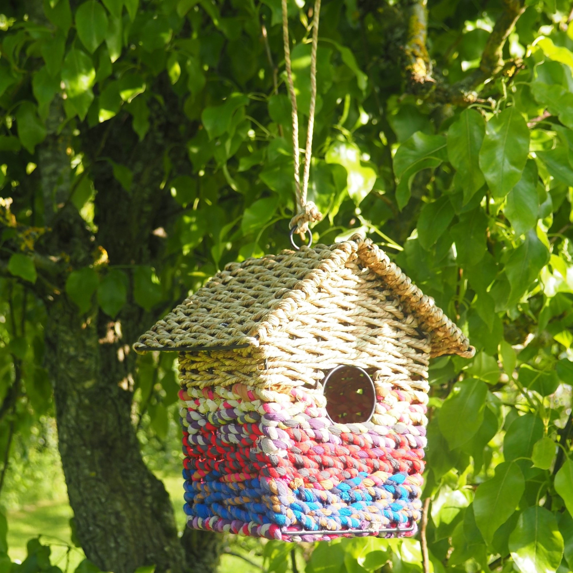 Munja And Reclaimed Sari Fabric Bird Nester