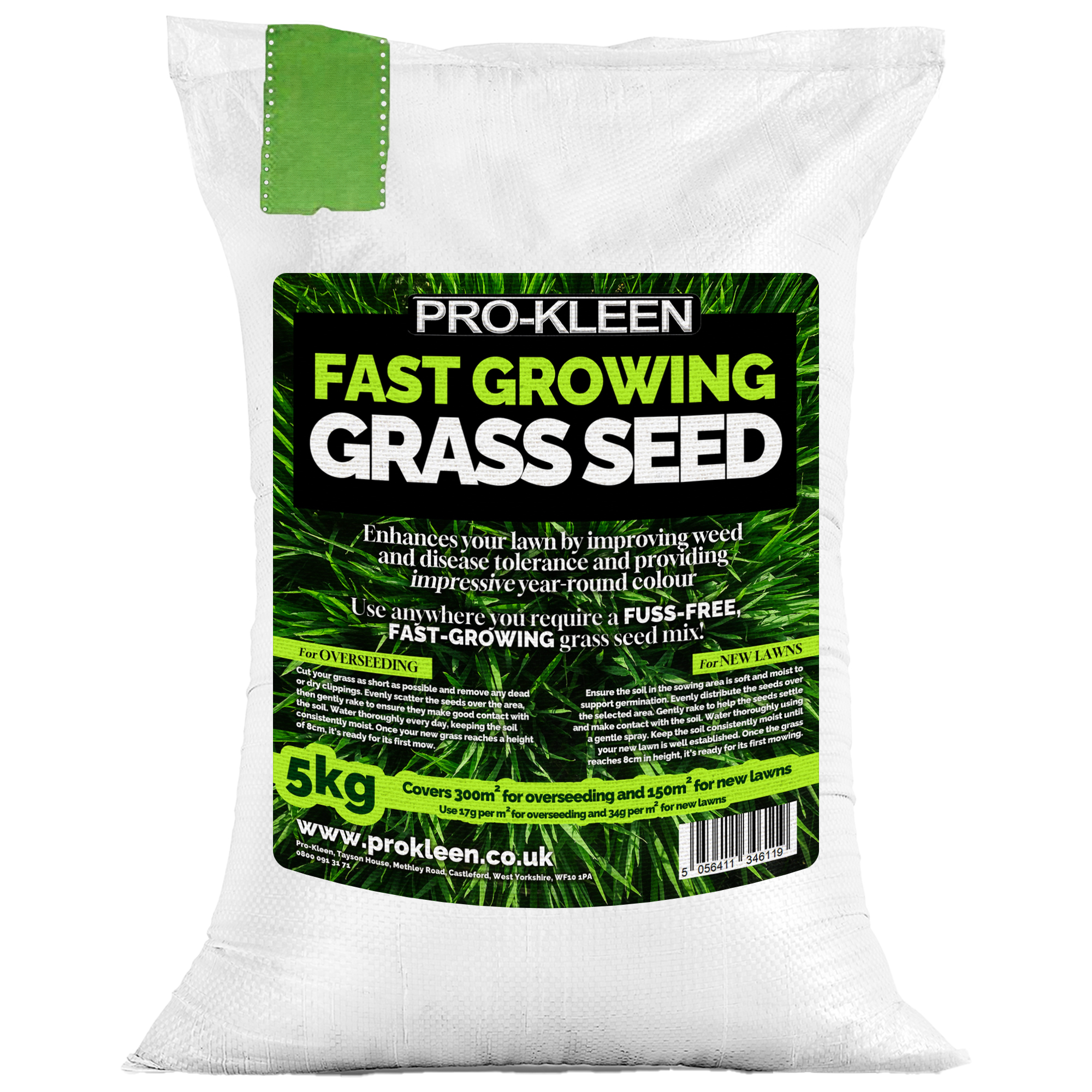 ProKleen Grass Seed Fast Growing Rye Fescue Hardwearing Perennial Lawn ...