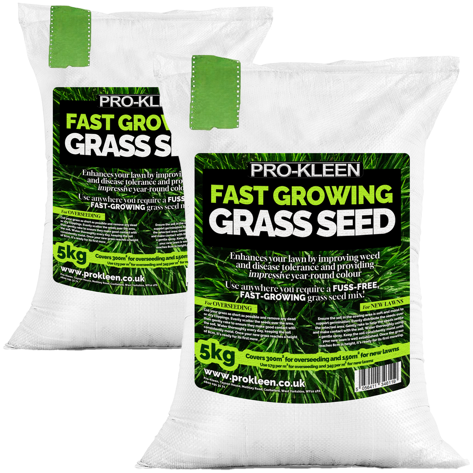 ProKleen Grass Seed Fast Growing Rye Fescue Hardwearing Perennial Lawn ...