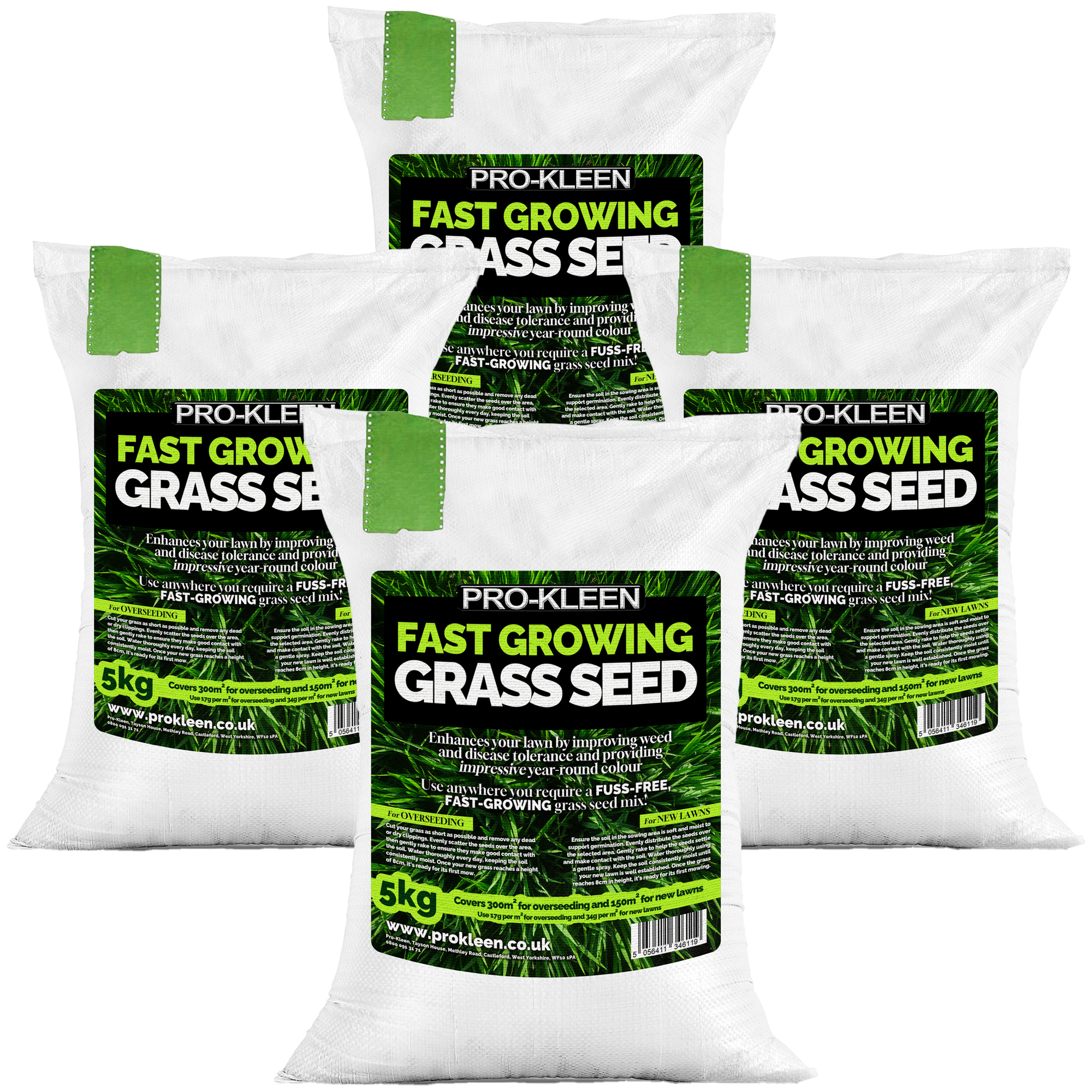 ProKleen Grass Seed Fast Growing Rye Fescue Hardwearing Perennial Lawn ...