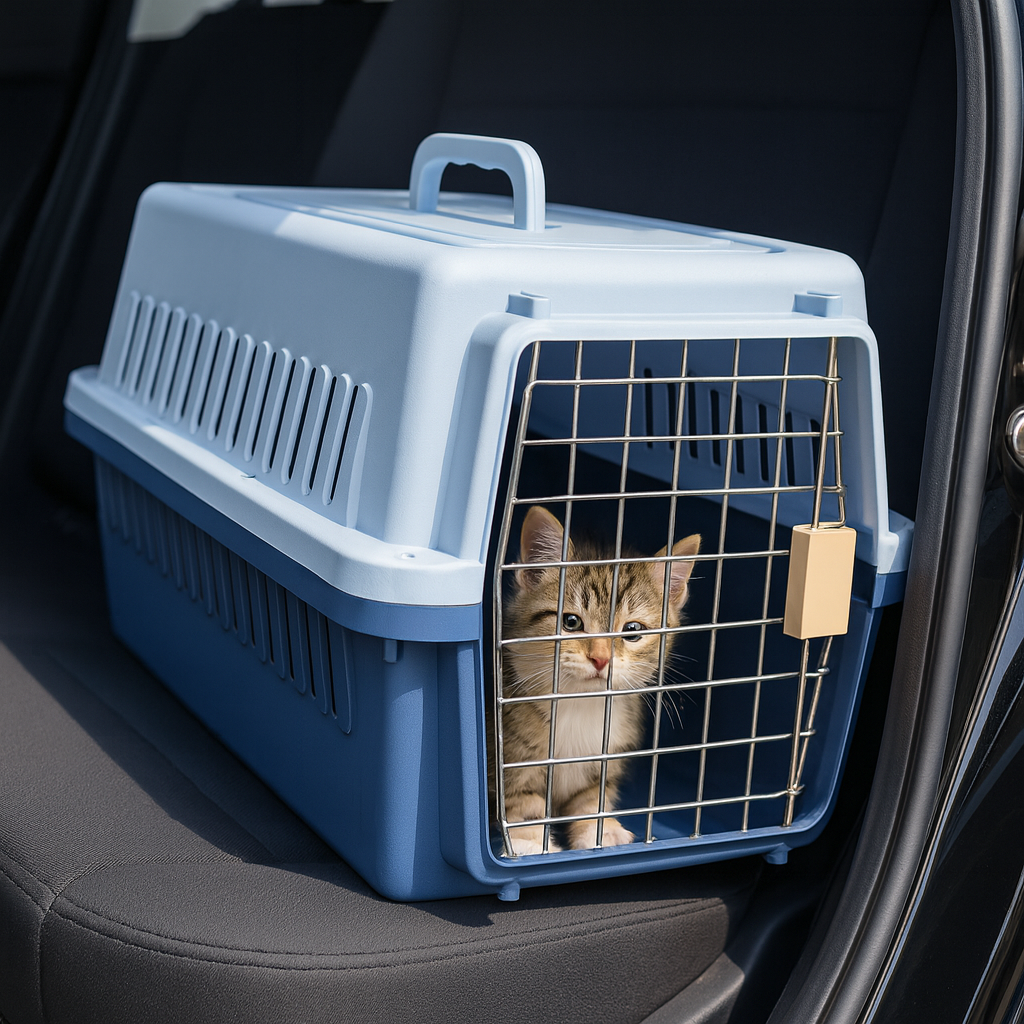 Hard Shell Cat & Pet Carrier - Plastic Travel Crate with Handle ...