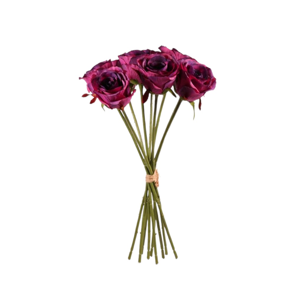 Artificial Garden Rose Bundle - Dark Purple