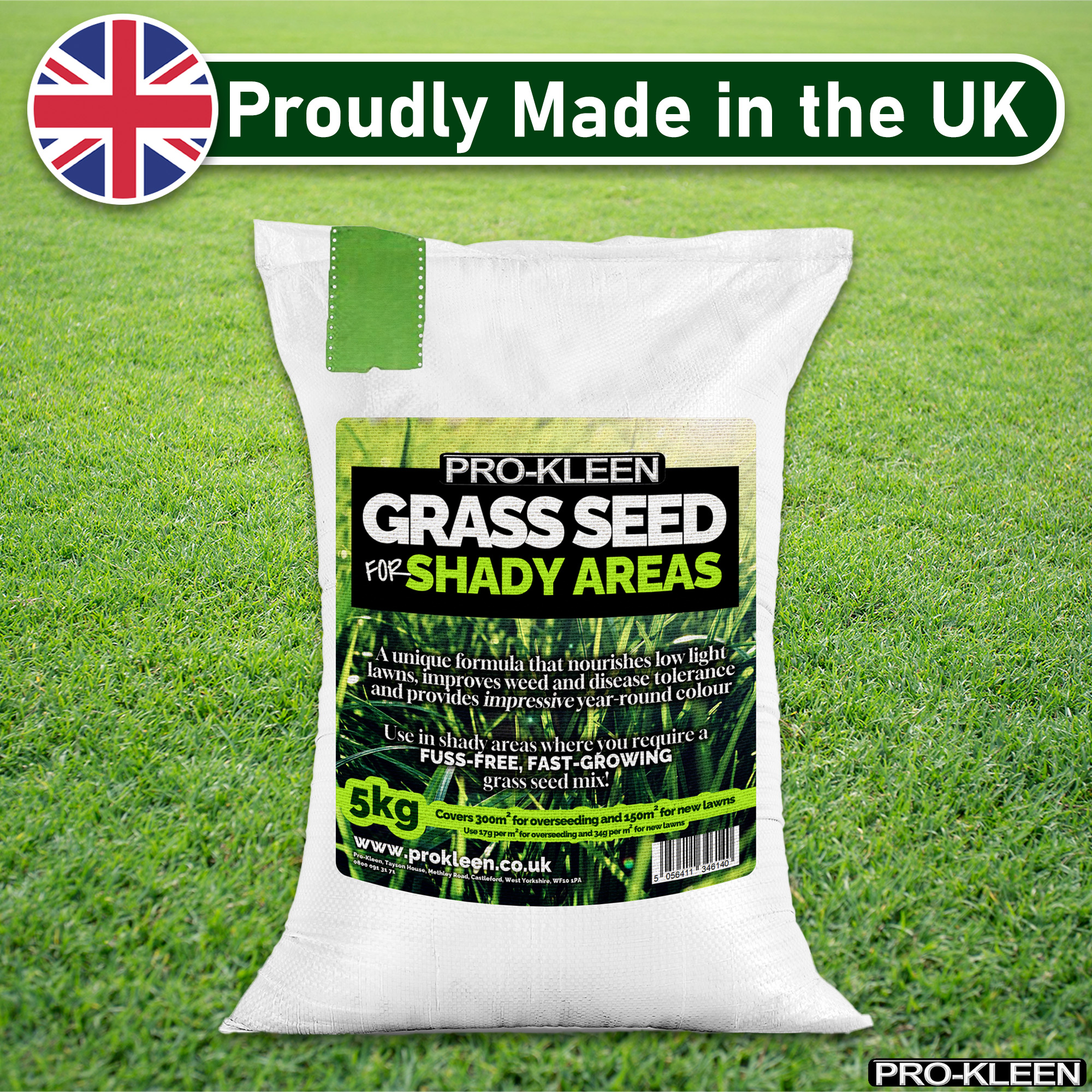 ProKleen Grass Seed For Shady Areas Rye Fescue Durable Lawn Fast ...