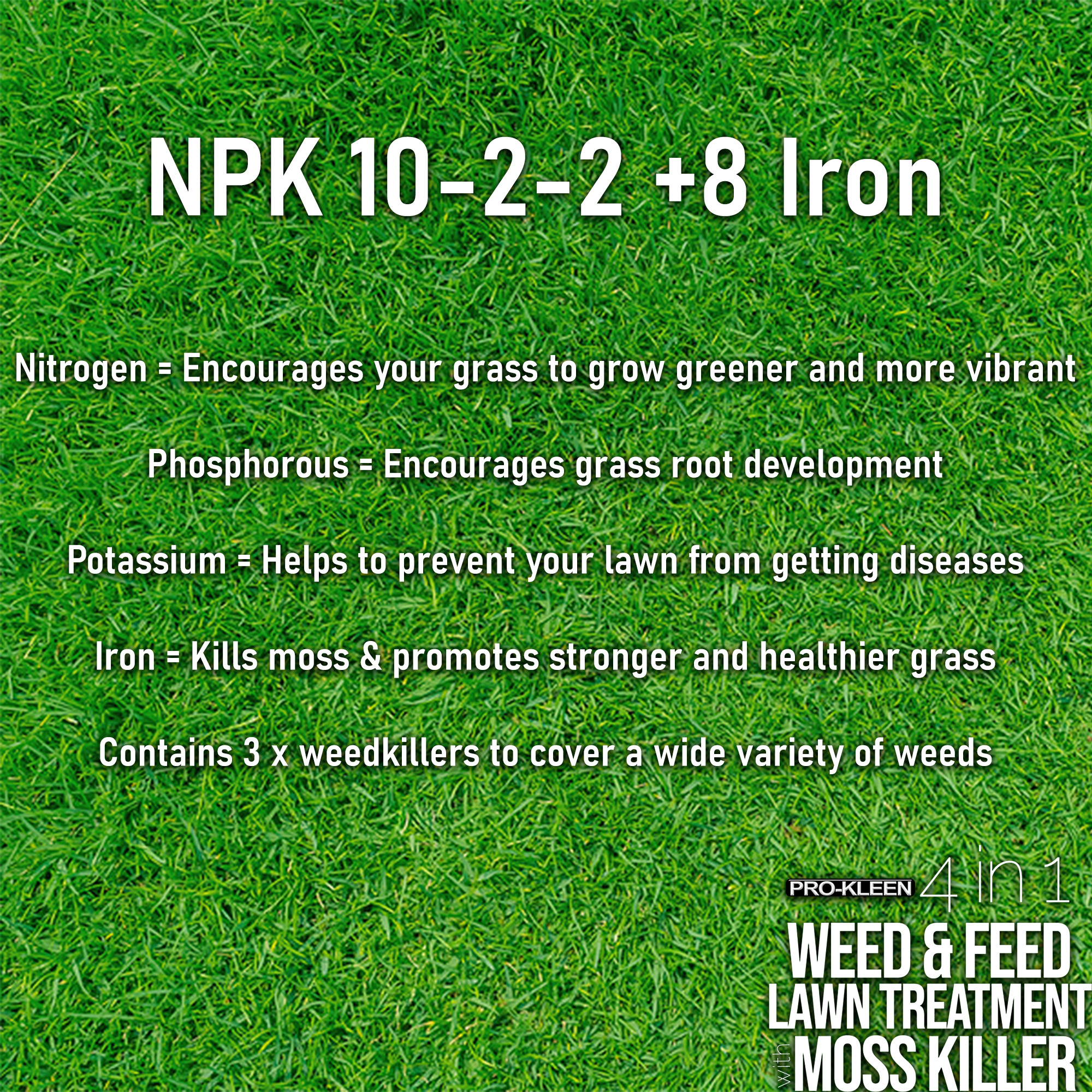 ProKleen Weed & Feed Grass Lawn Fertiliser Treatment with Moss Killer